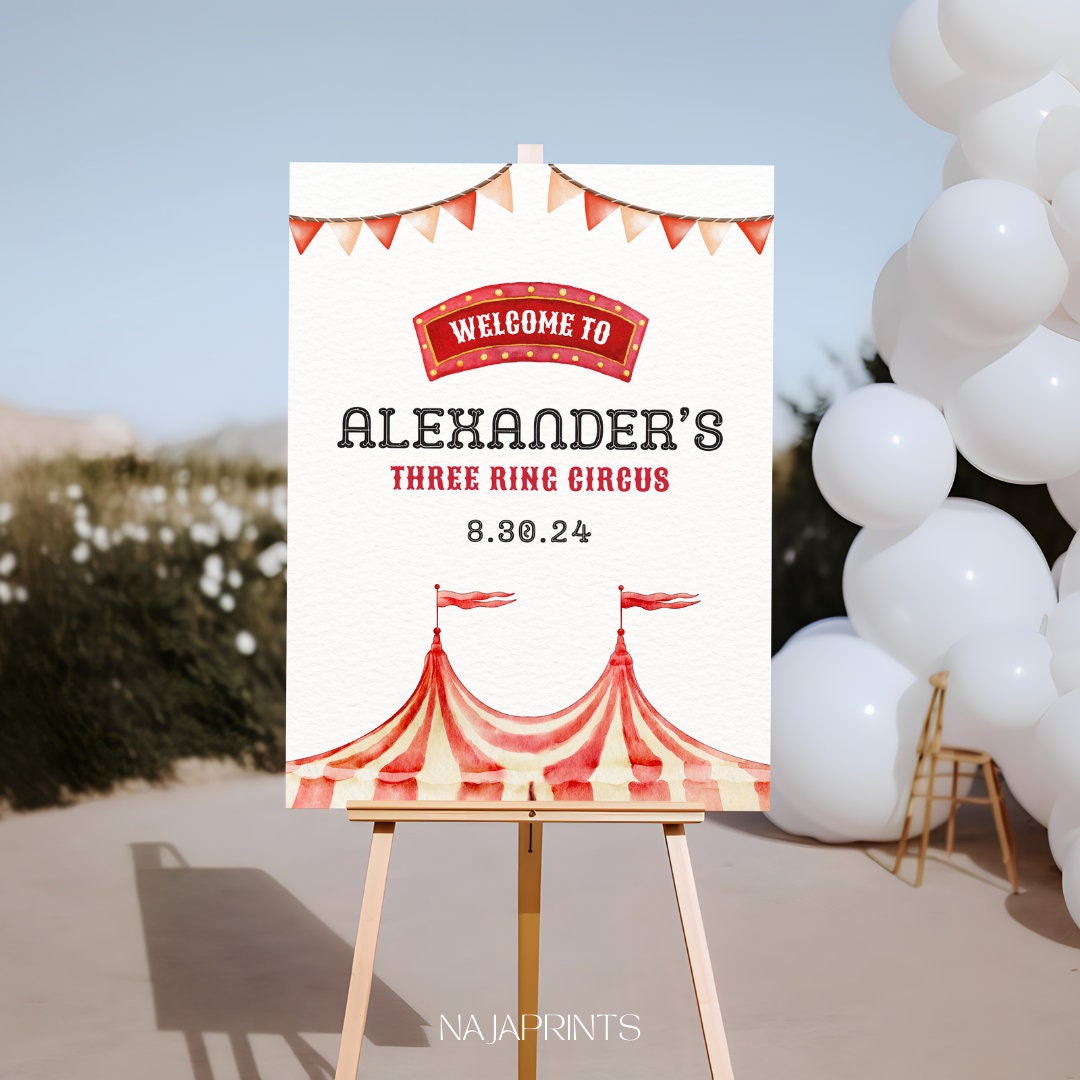 Personalized "3 Ring Circus" Welcome Sign for Boys & Girls Third ...