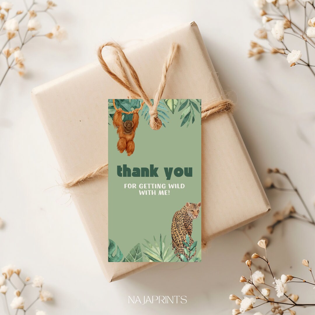 Born 2 Be Wild 2nd Birthday Party Gift Thank You Tags for Boys With ...