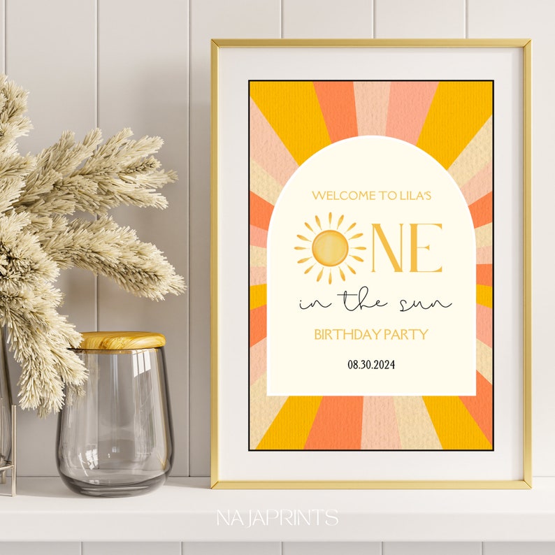 Personalized One in the Sun Printable Welcome Sign for Girls Boys 1st ...