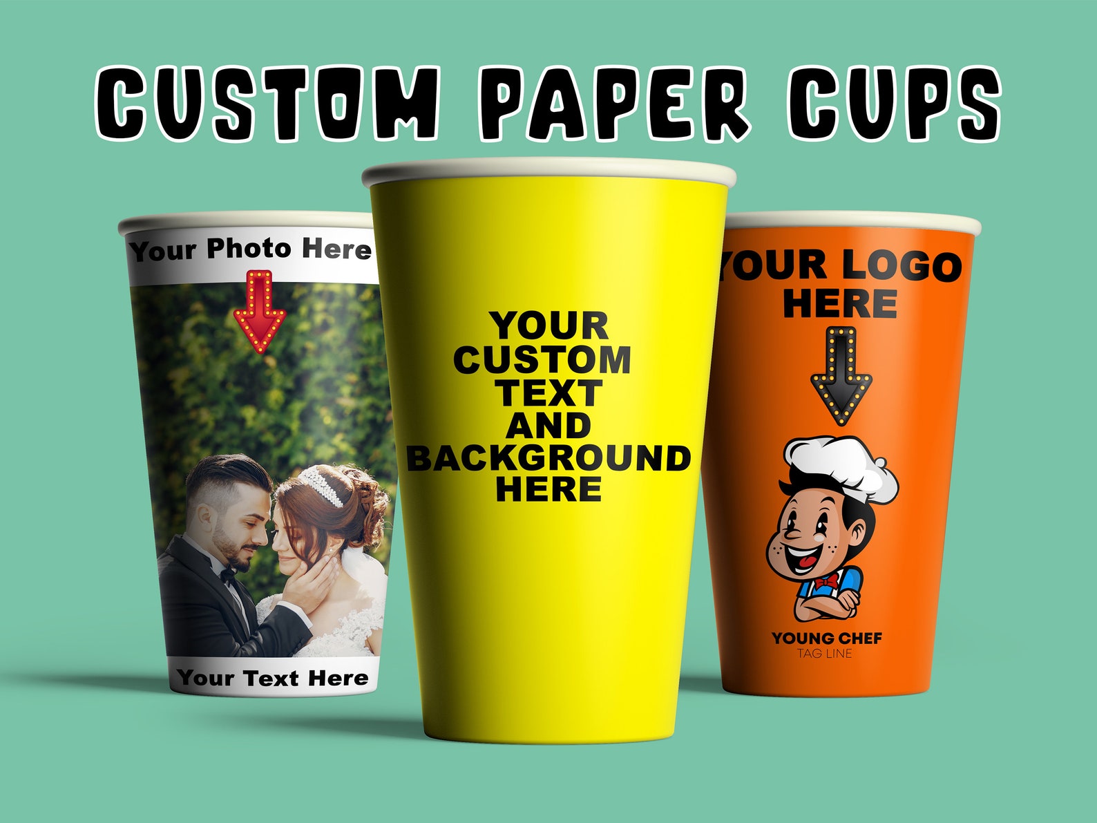 Custom Paper Cups: 8oz 12oz 16oz Print Any Design of - Etsy