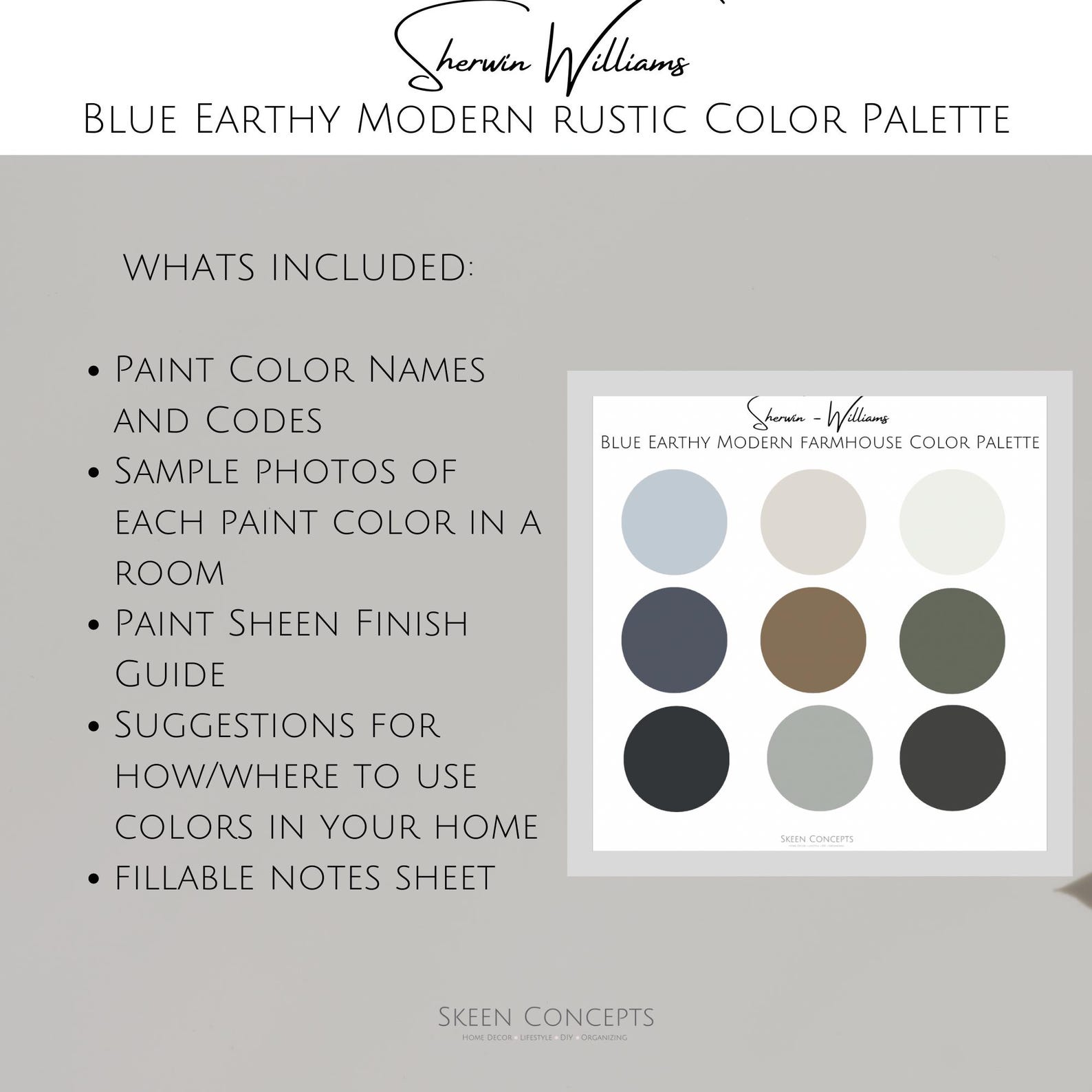 Sherwin Williams Blue Earthy Modern Rustic Color Palette - Professional ...