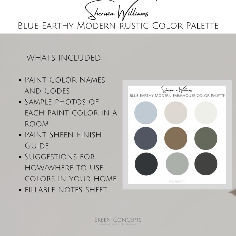 Sherwin Williams Blue Earthy Modern Rustic Color Palette - Professional ...