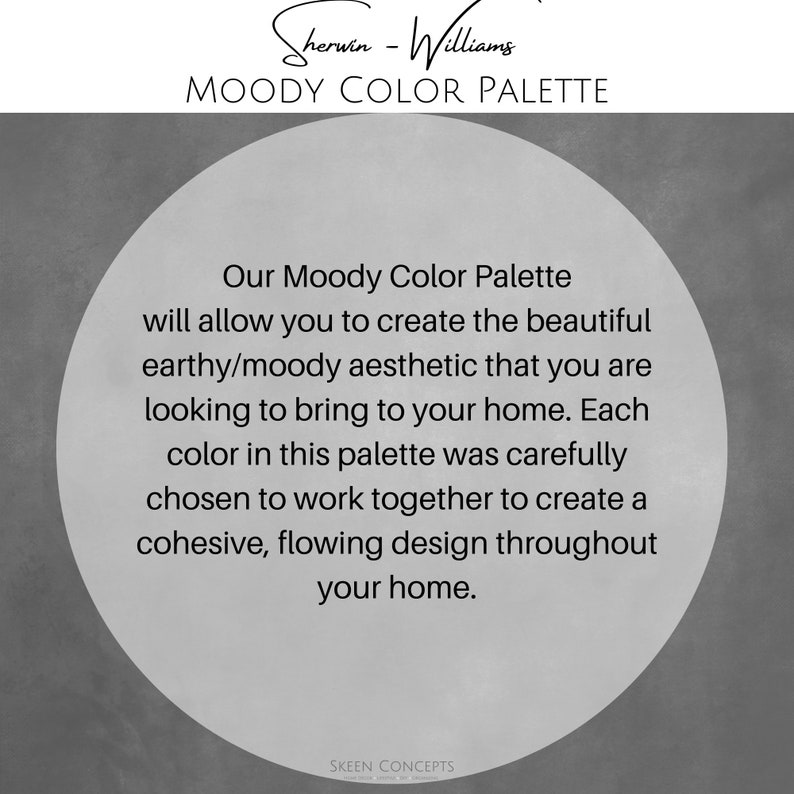Moody Home Color Palette - Sherwin Williams Paint (digital Download) - Etsy