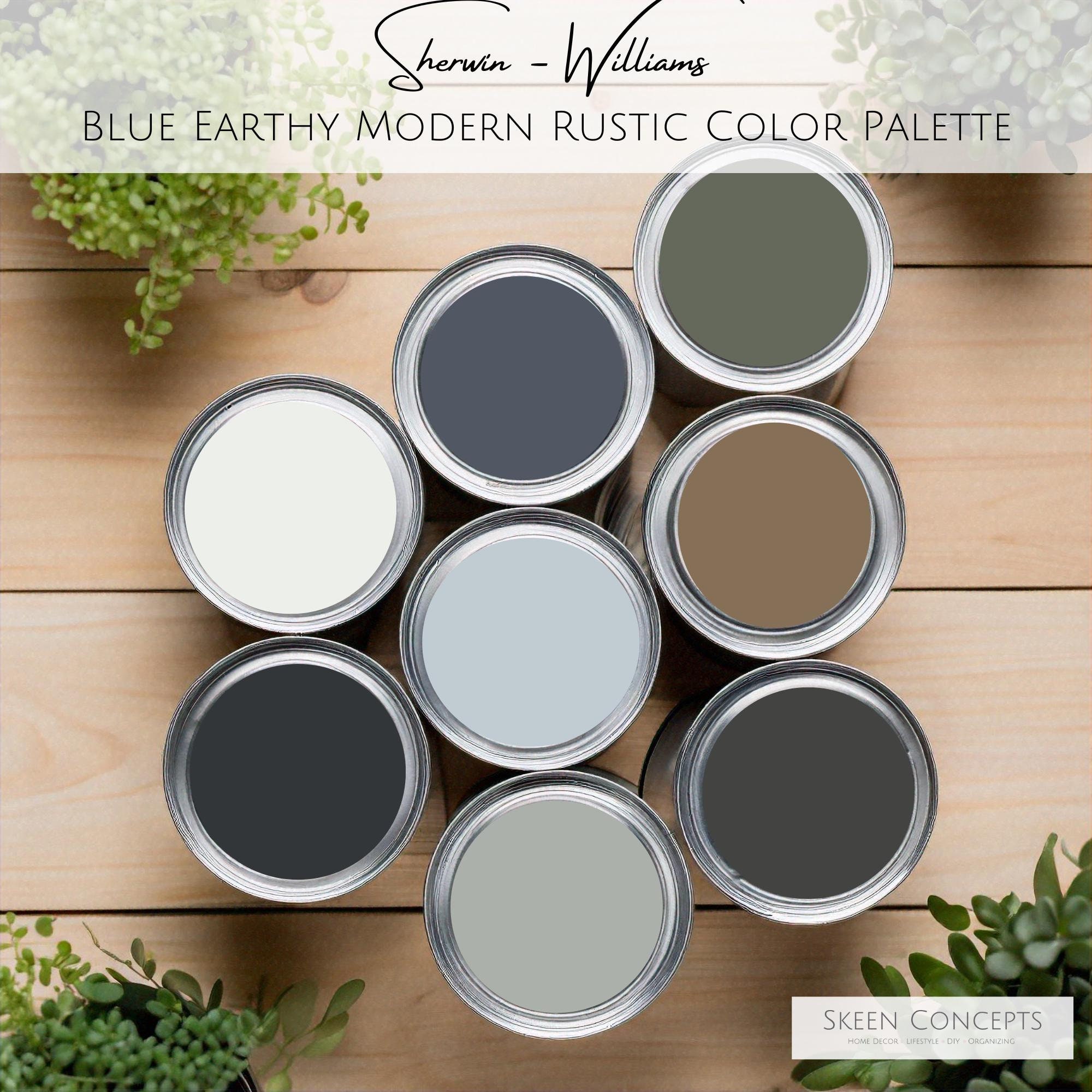 Sherwin Williams Blue Earthy Modern Rustic Color Palette Professional Color Palette for Home Interior Paint Color Paint Color Ideas Etsy Canada
