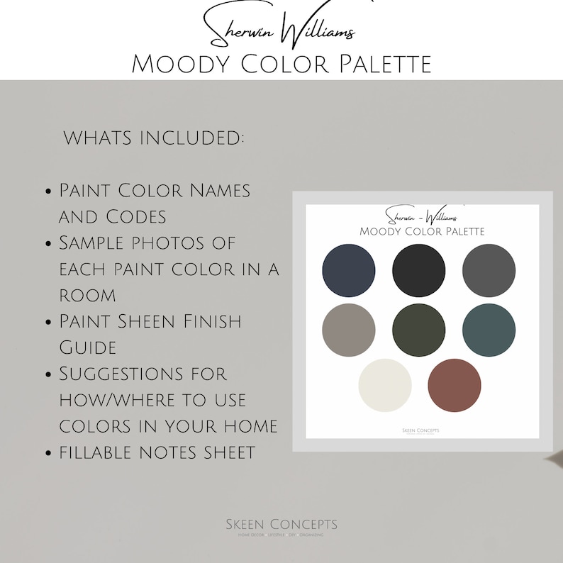 Sherwin Williams Moody Color Palette - Professional Color Palette for ...