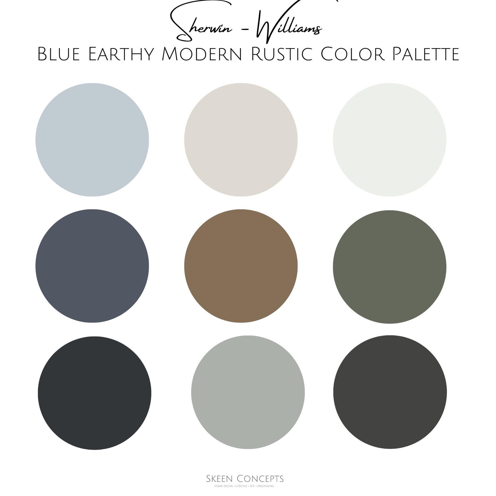 Sherwin Williams Blue Earthy Modern Rustic Color Palette - Professional ...