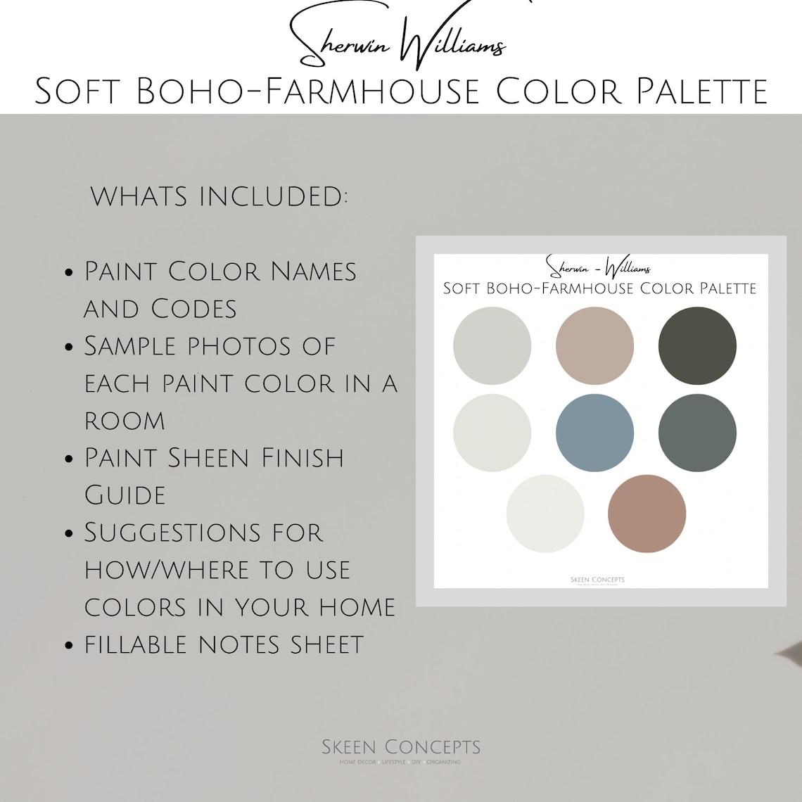 Sherwin Williams Soft Boho Color Palette Professional Color Palette for ...