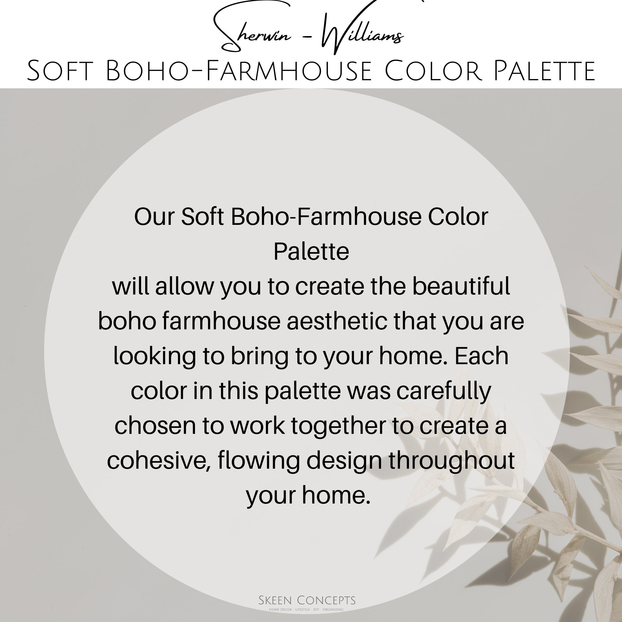 Sherwin Williams Soft Boho Color Palette Professional Color Palette for ...