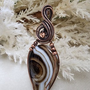 Wire Wrapped Banded Agate Pendant in Copper - Etsy