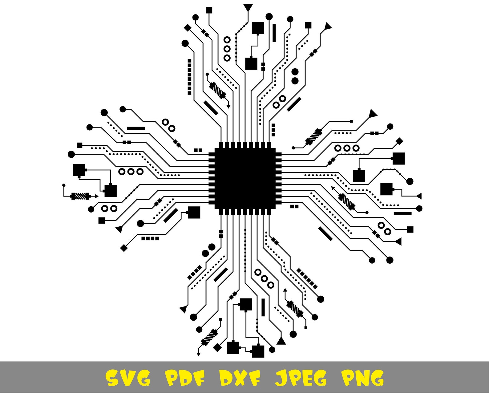 Electric circuit board svg png dxf pdf jpg files | Etsy