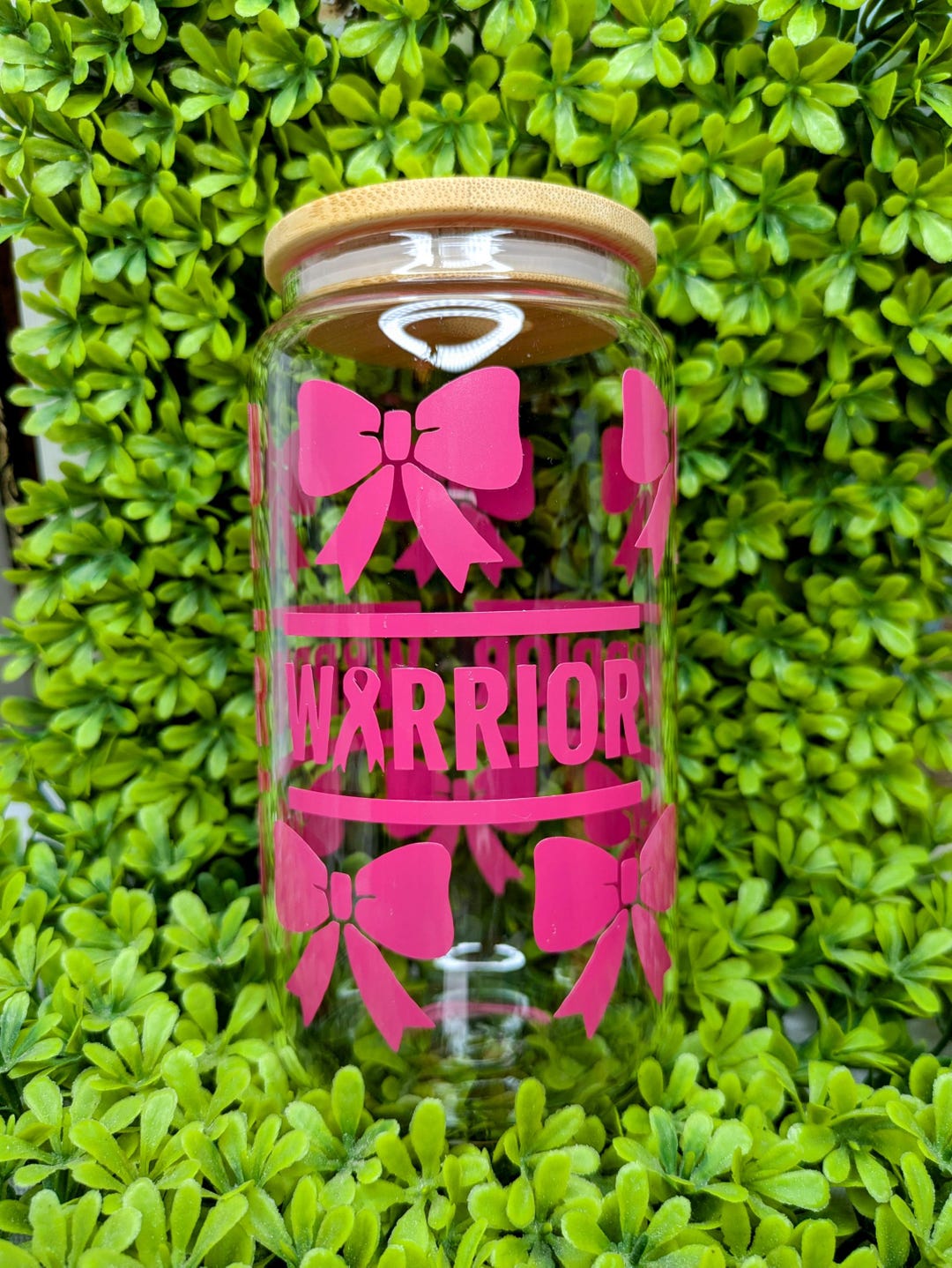 16oz Iced Coffee Glass Cup, Breast Cancer Awareness Glass Cup With ...