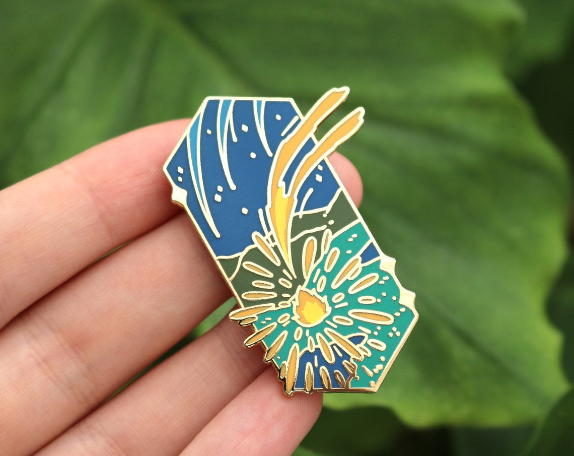 Meteor Pin Celestial Scene Anime Gold Comet Star Flame - Etsy