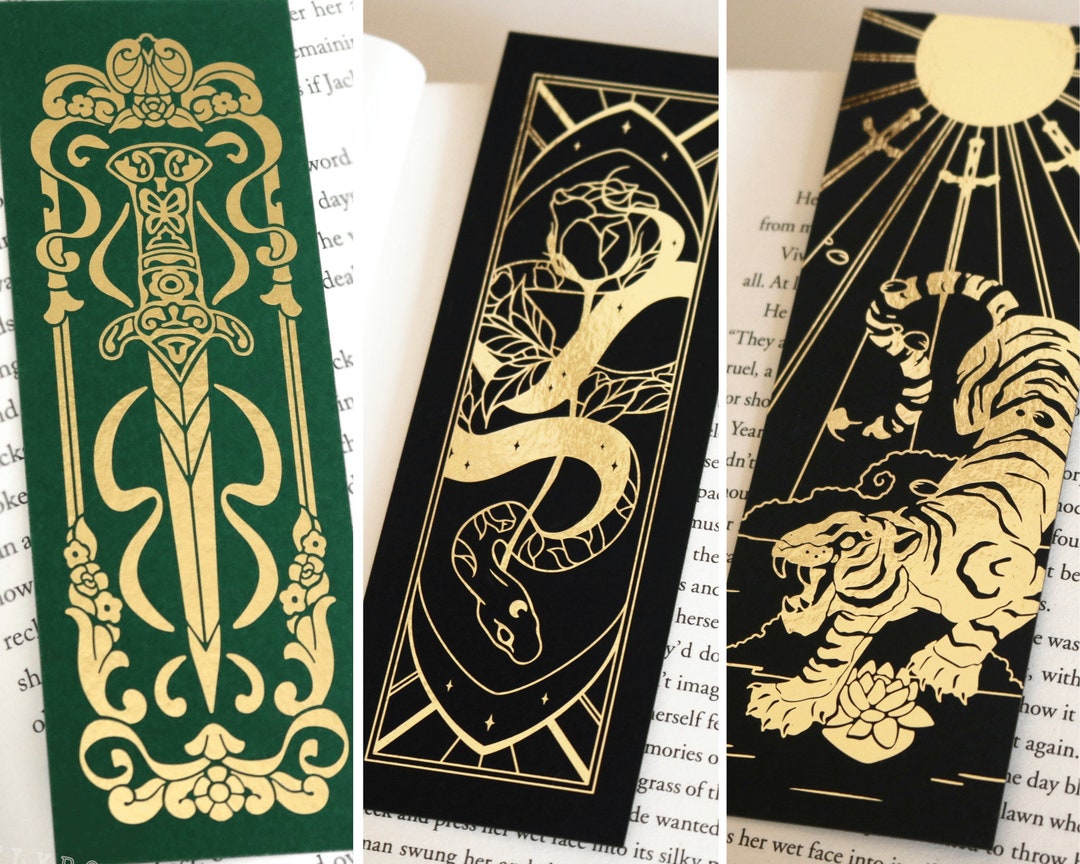Foiled Bookmark - Gold Foil Artwork Reading Book Gifts Black Bookish ...