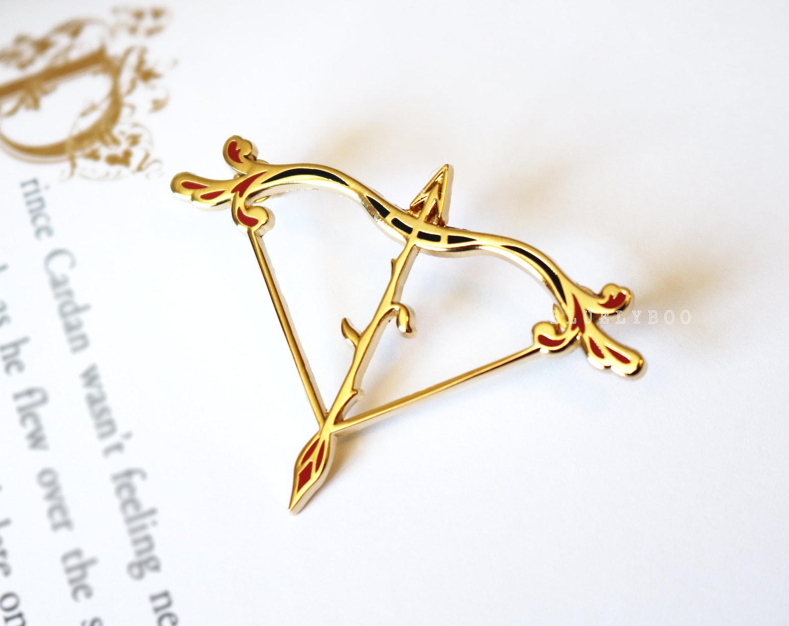Hunter's Bow Pin Bookish Gold White Black Enamel Lapel - Etsy