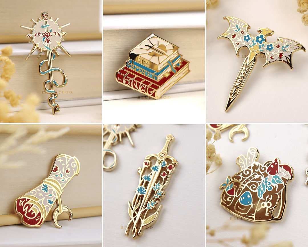 Fantasy Pins - Gold Hard Enamel Lapel Pin Gaming Bookish Dnd Book ...