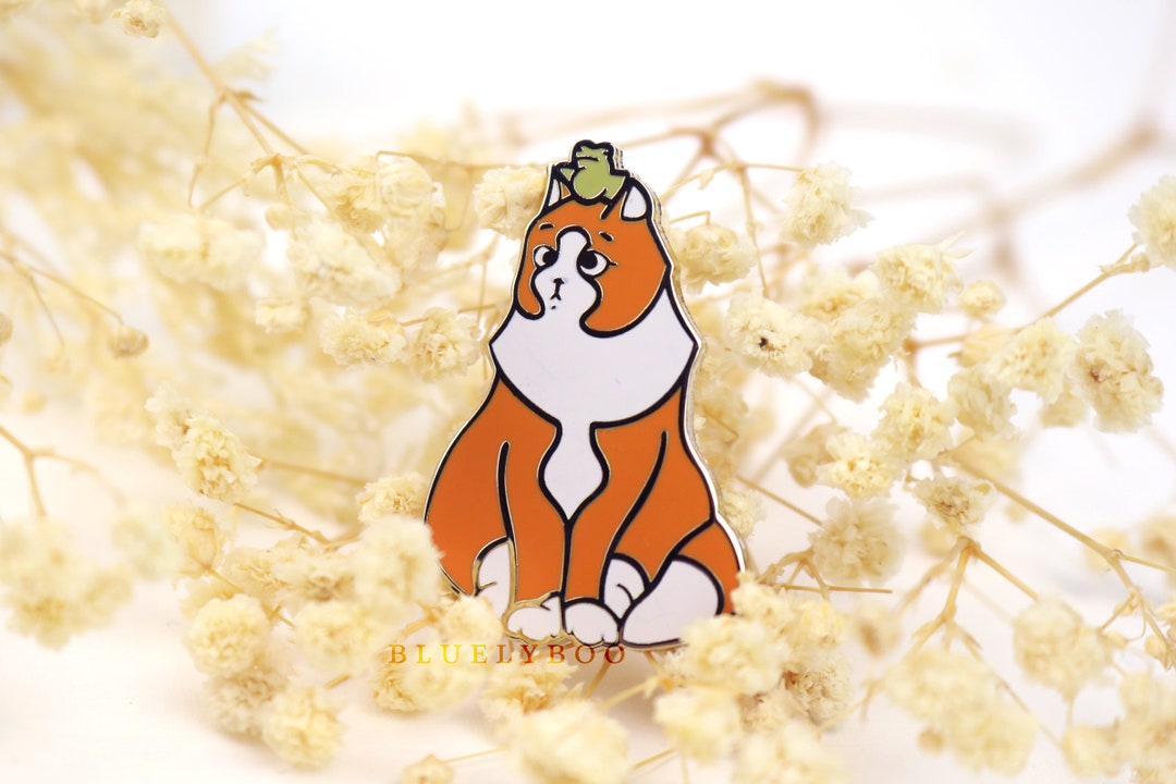 Cat and Frog Pin Orange Ginger Cats Toad Cute Animal Funny Pins - Etsy