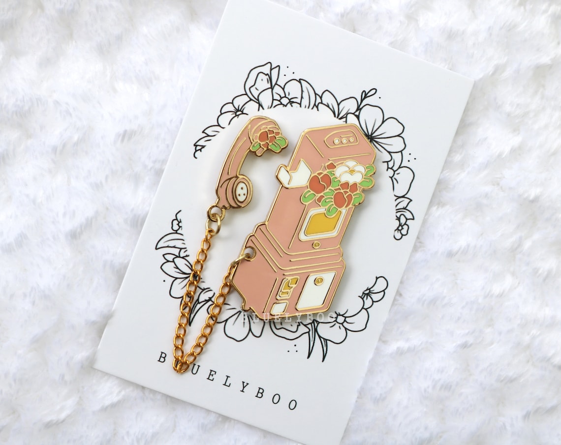 Pink Phone Enamel Pin Aesthetic Cute Pastel Flowers Kawaii - Etsy
