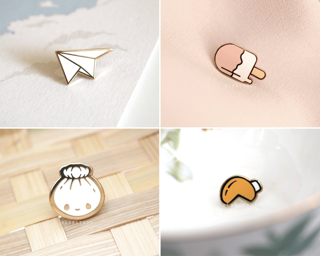Cute Mini Pins - Cute Kawaii Gold Bao Fortune Cookie Paper Plane Ice ...