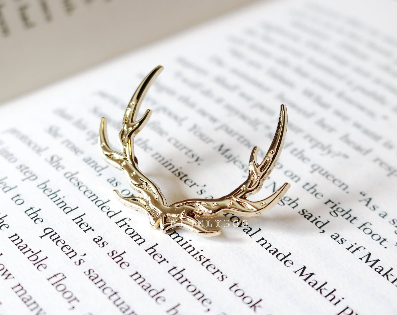 Stag Pin Bookish Gold Enamel Lapel Pins Deer Antlers Fantasy - Etsy