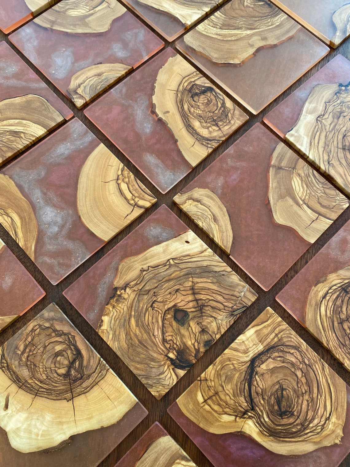 Heavy Duty Red & White Clouds of Jupiter Olive Wood End Grain Cookie ...