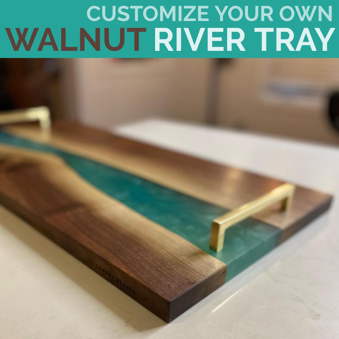 CUSTOMIZE YOUR OWN River Epoxy Walnut Serving Tray - Ottoman Tray ...