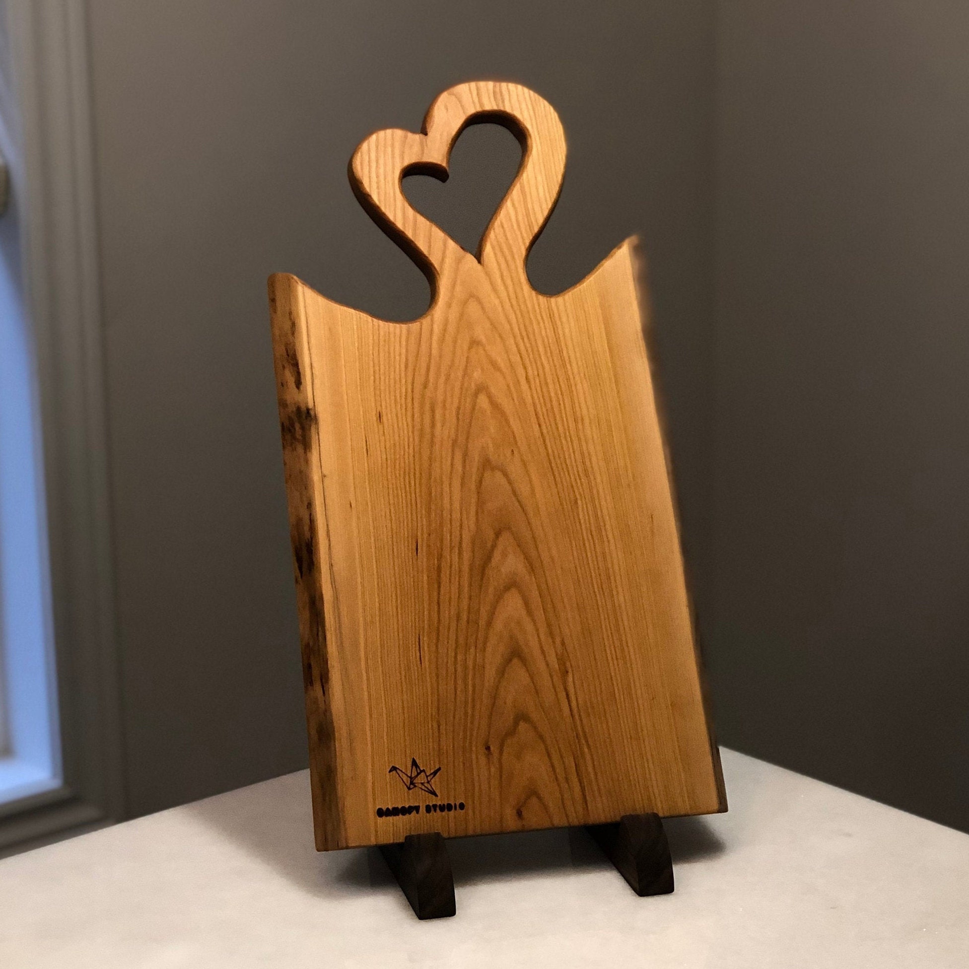 Heart Handle Live Edge Walnut Cherry Charcuterie Cheese Board Plate ...