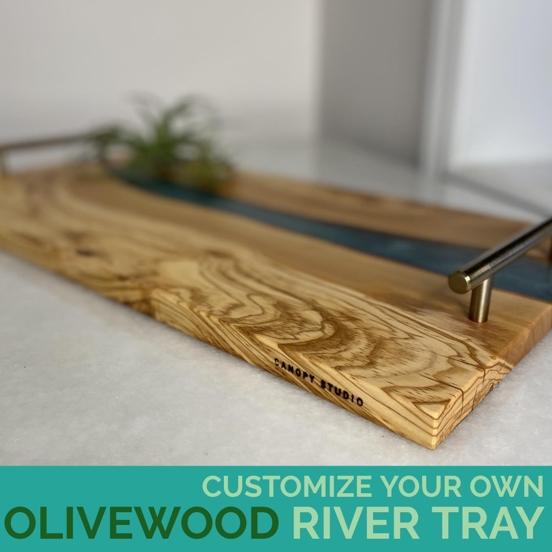 CUSTOMIZE YOUR OWN River Epoxy Olivewood Serving Tray - Ottoman Tray ...