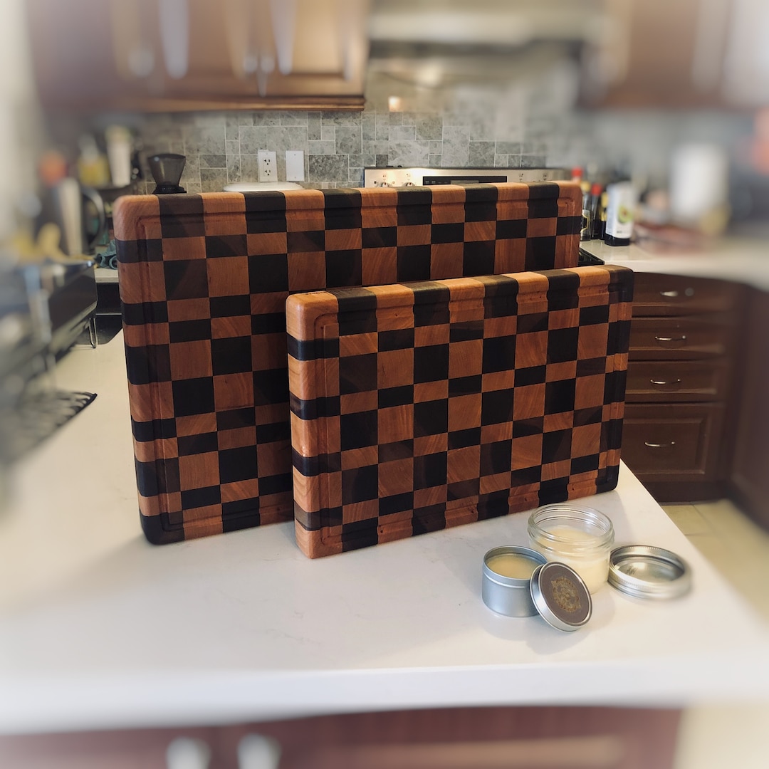 End Grain Cutting Chopping Board, Thick Butcher Block - Checker Pattern ...