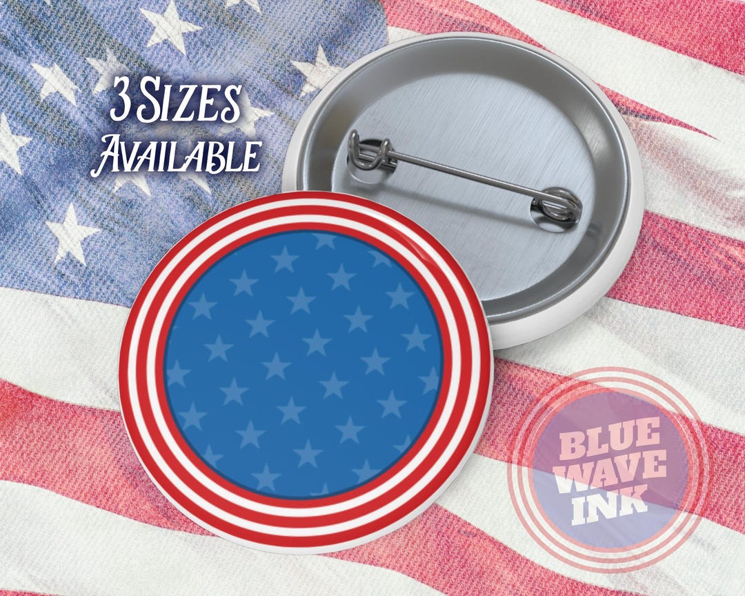 Blue Dot Democrat Campaign Button. Stars and Stripes, Election 2024 ...