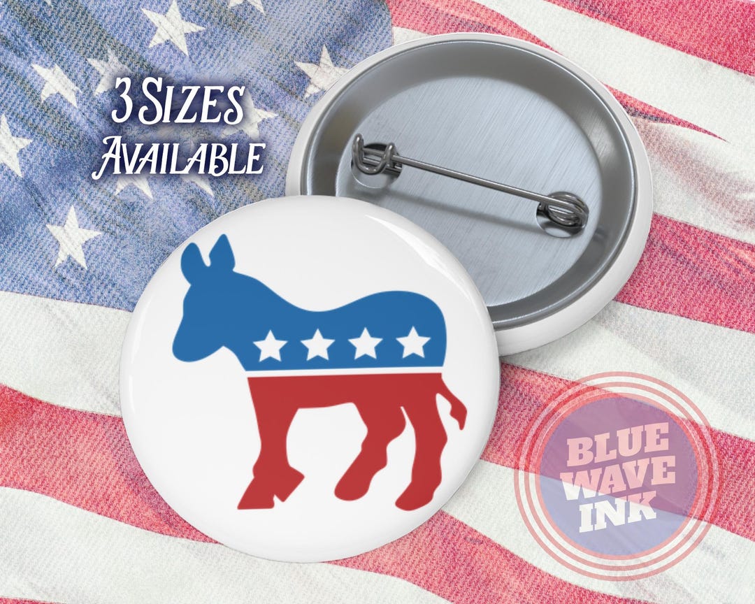 Democrat Campaign Button Political Pin, Election 2026, Democrat Donkey ...