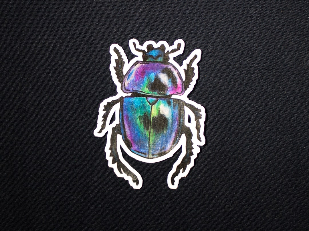 Scarab Beetle Sticker, Beetle Illustration, Beetles, Bug Decal, Insect ...