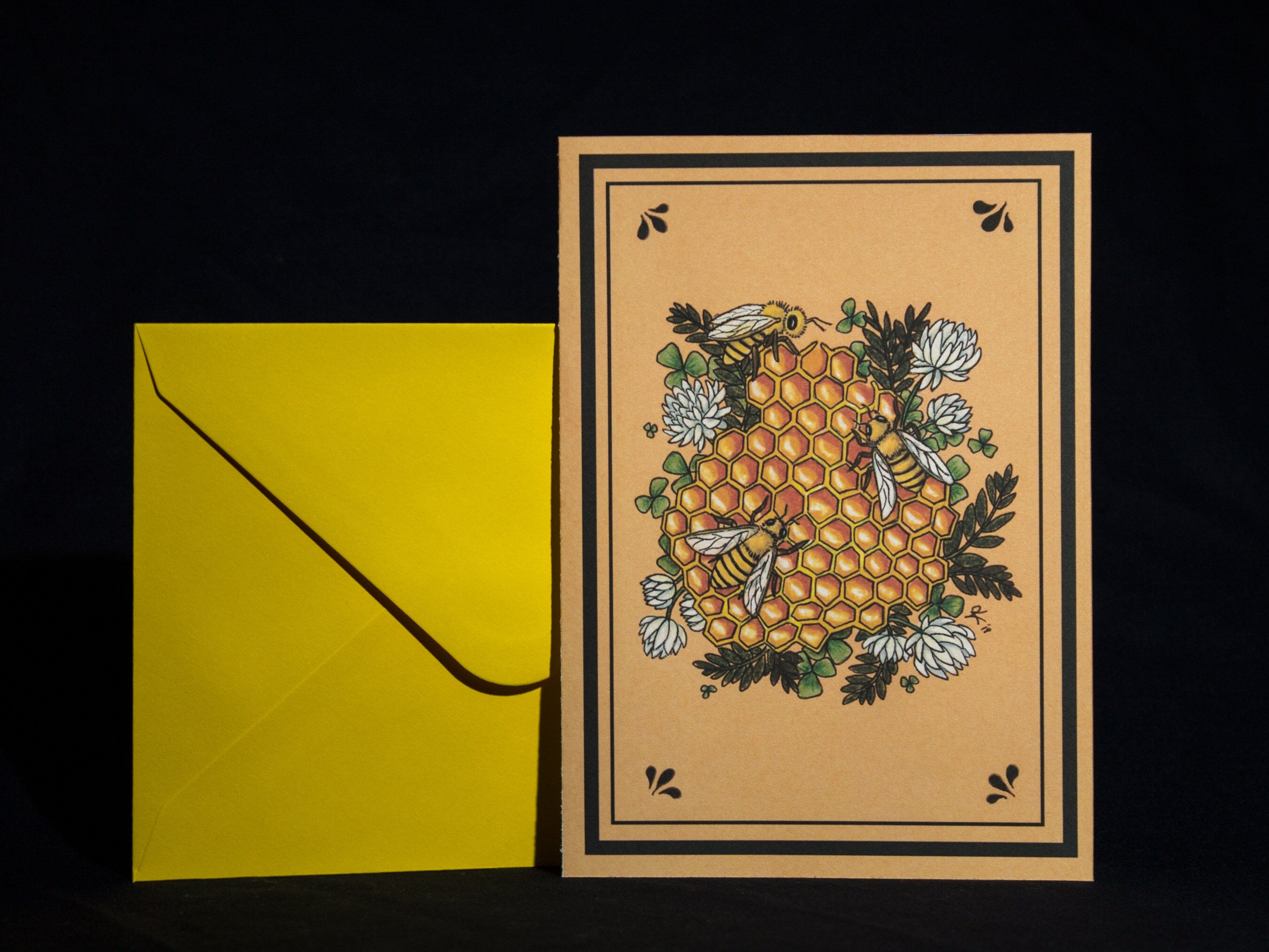 Honey Bee Greeting Card, Honeycomb Card, Bees, Save the Bees, Greeting ...