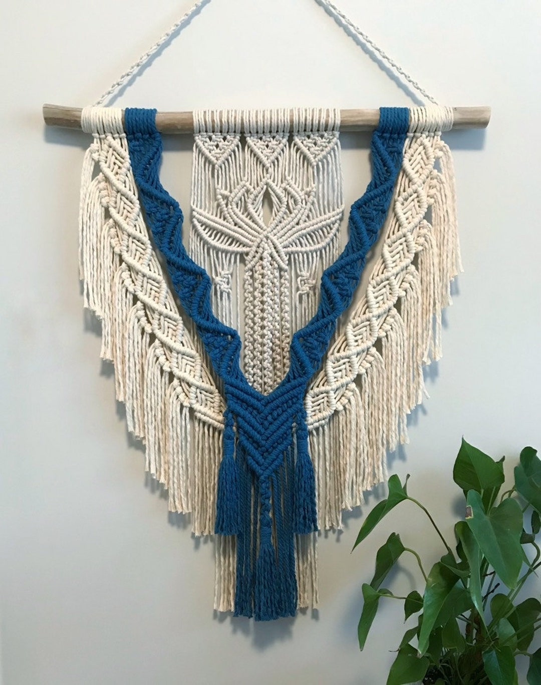 Large Macrame Lotus Flower Wall Art Tapestry | Choose Your Trim Color ...