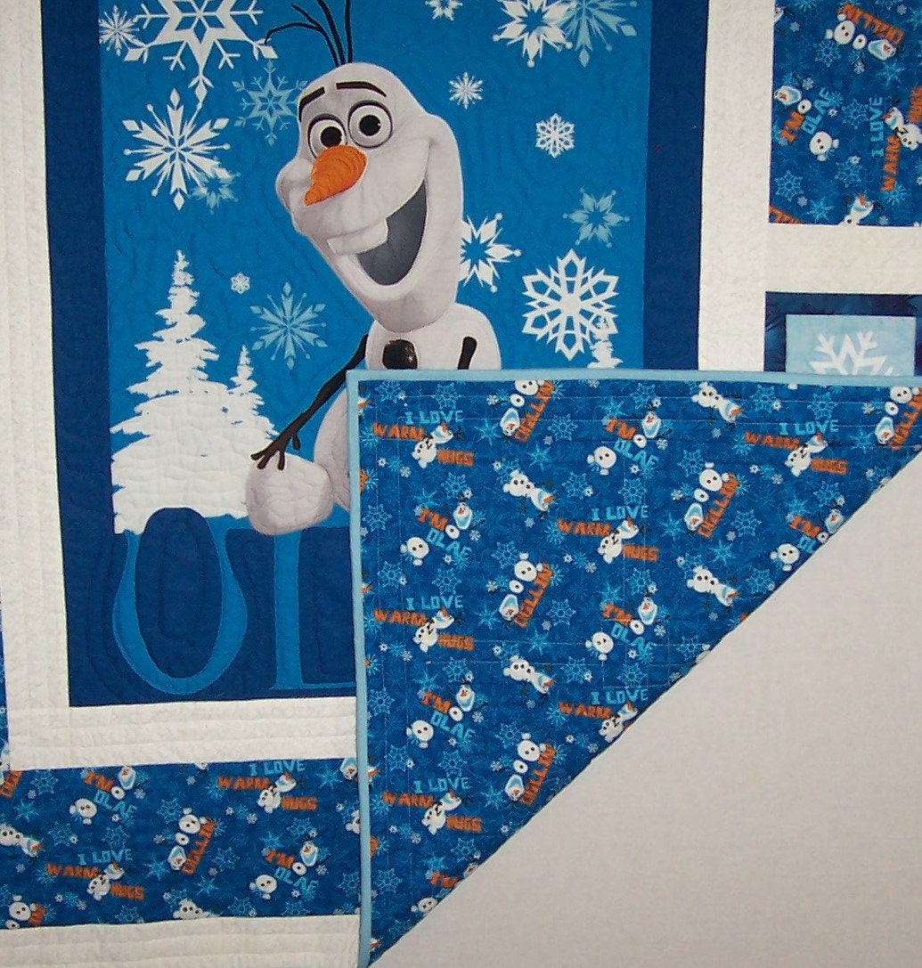 Handmade Licensed Fabric Frozen Olaf Snowflake Quilt Unique Design ...