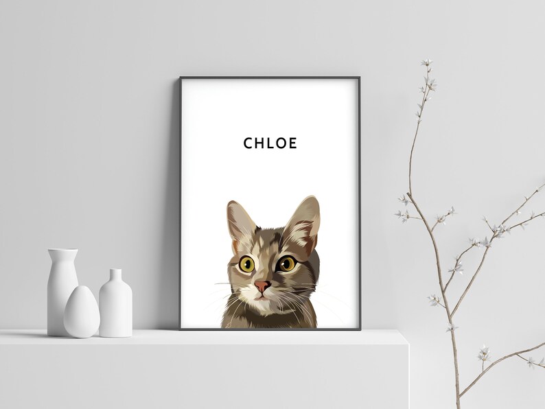 Custom Pet Portrait | Custom Cat Portrait From Photo | Custom Cat ...
