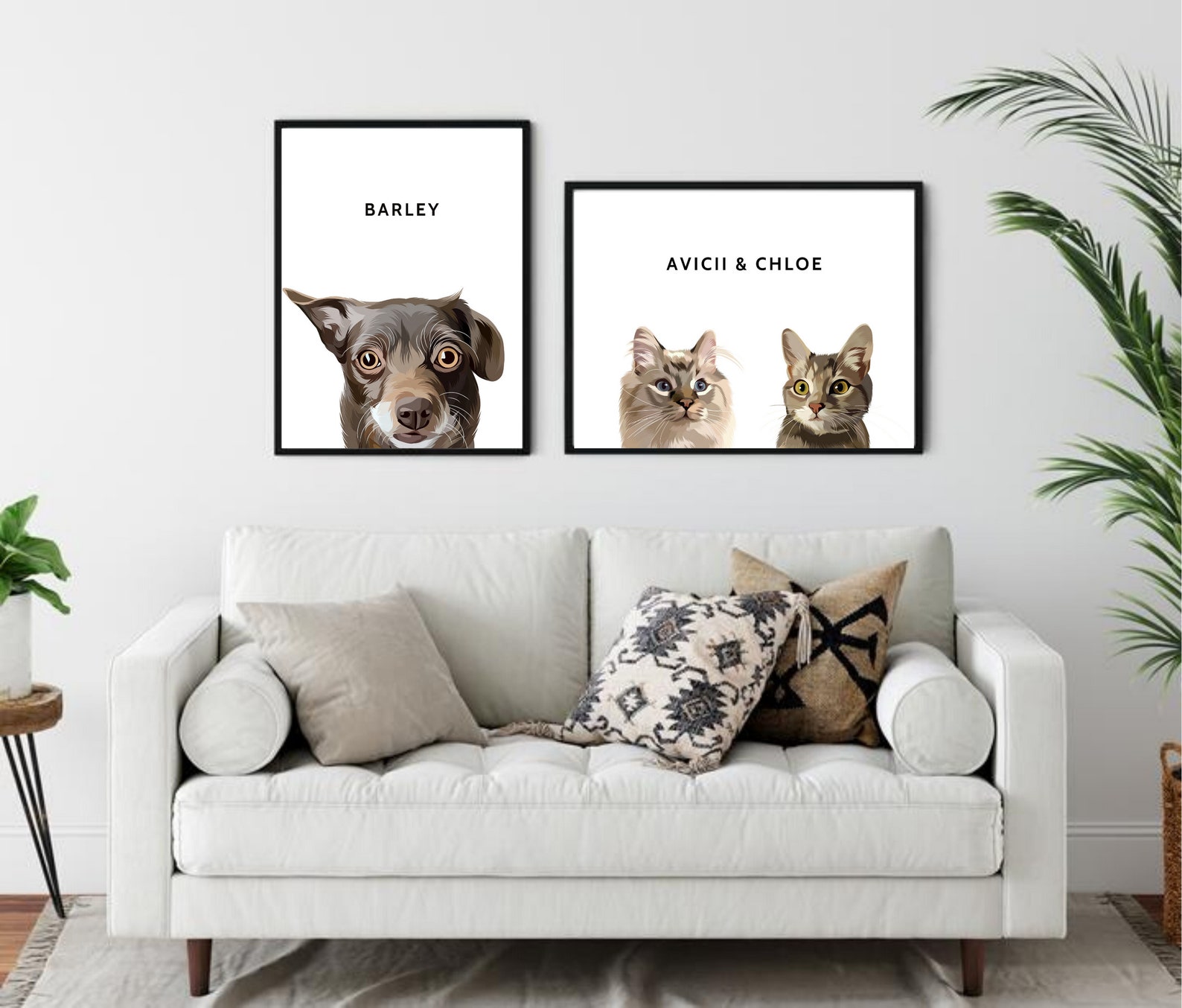 Custom Pet Portrait Multiple Pet Portrait Custom Cat | Etsy