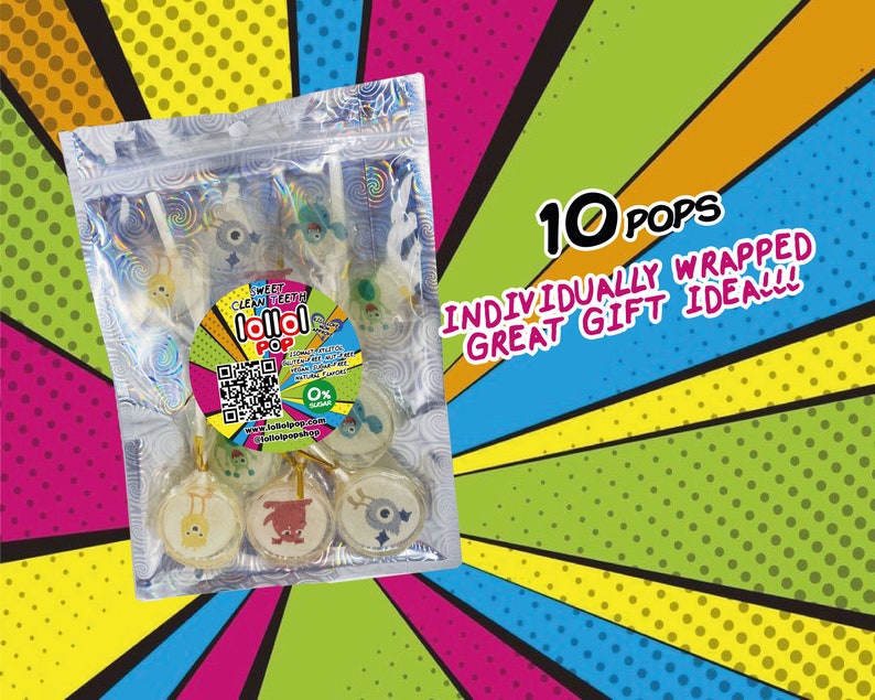 10ct Monster Lollipops: Sugar-free Treats. SWEET CLEAN TEETH - Etsy