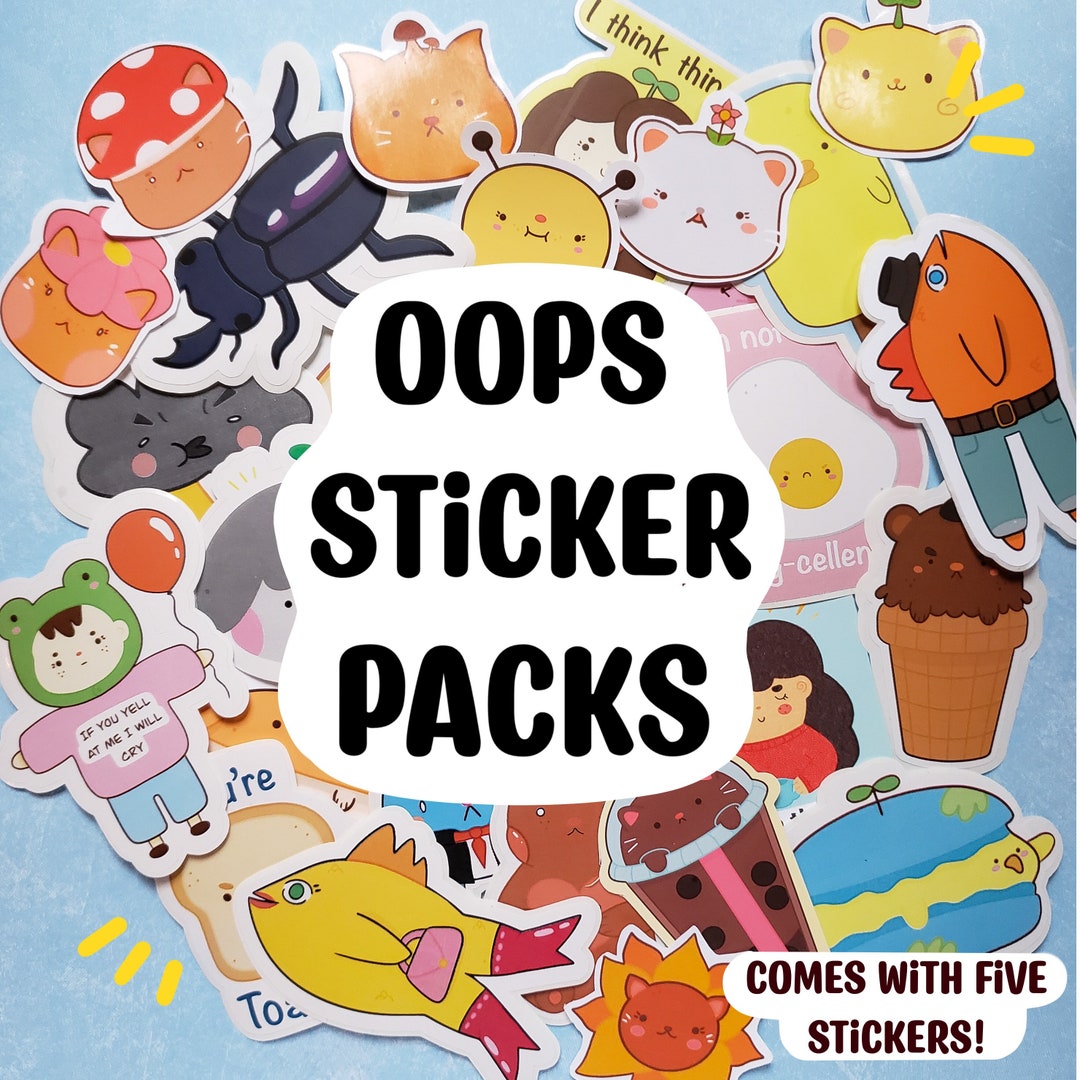 Cute Oops Sticker Pack Bag - Etsy