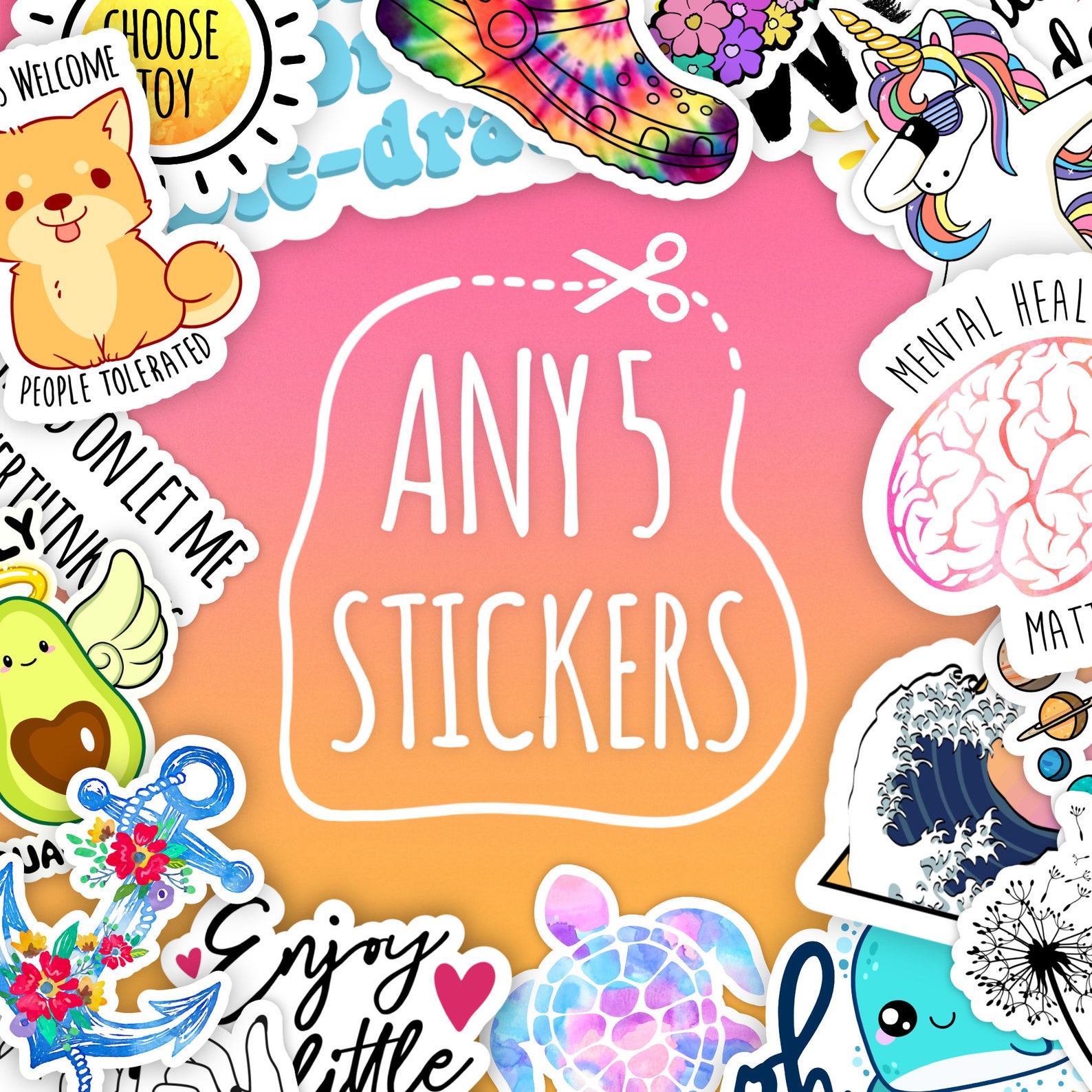 Choose Any 5 Sticker Pack VSCO Stickers Cute Stickers Pack - Etsy