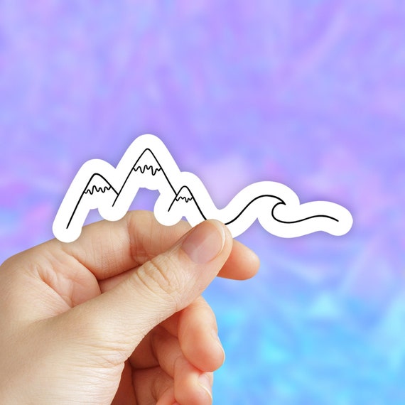 Wave Mountain Sticker Hand drawn Laptop decal VSCO Stickers | Etsy