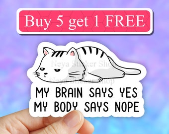 Not Today Cat Sticker - Etsy