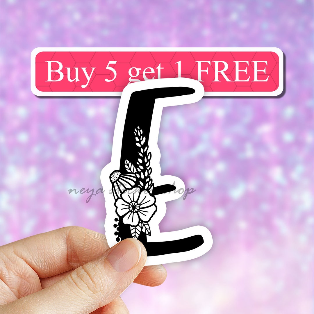 Floral Letter E Sticker, Vinyl Sticker, Best Friend Gift, Laptop Decals ...