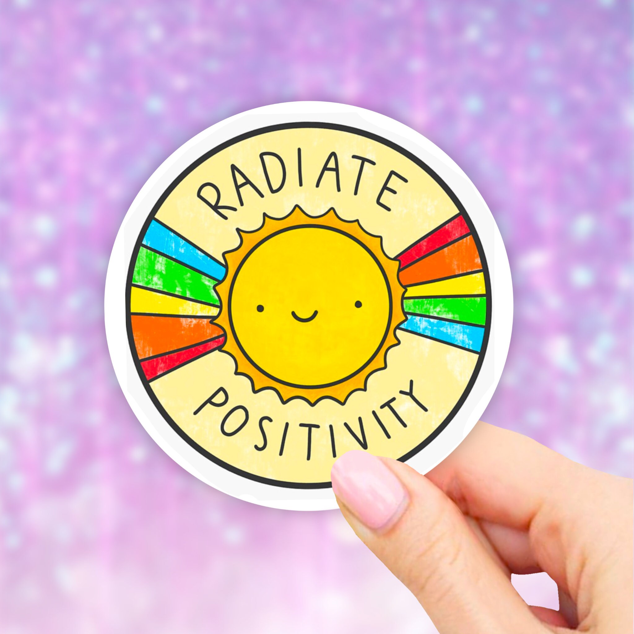 Sun Rainbow Radiate Positivity Sticker Radiate Happiness | Etsy