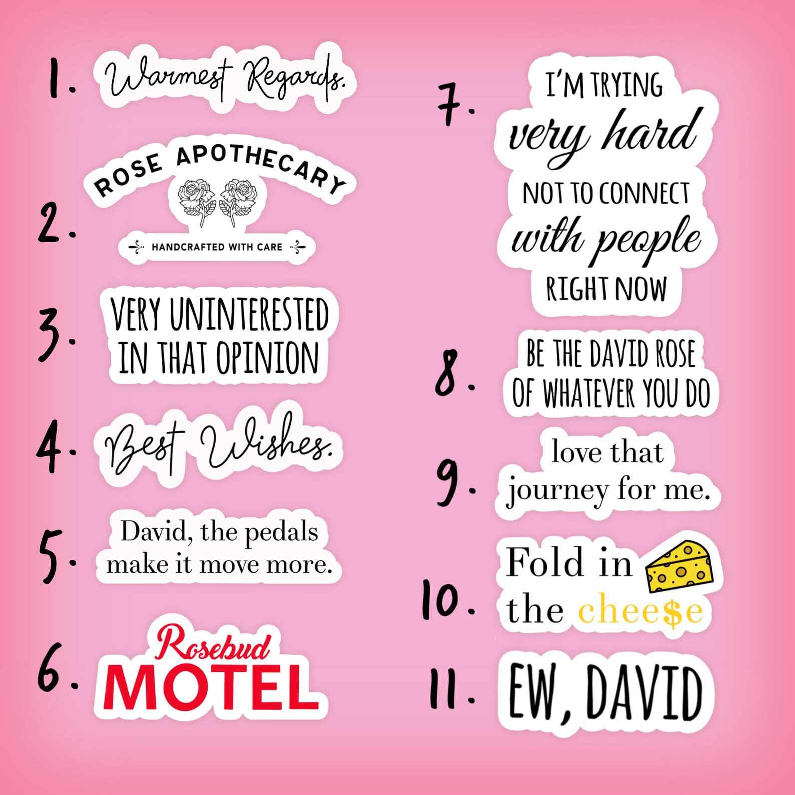 Funny Stickers Pack Tv Show Gifts Funny David Sticker - Etsy