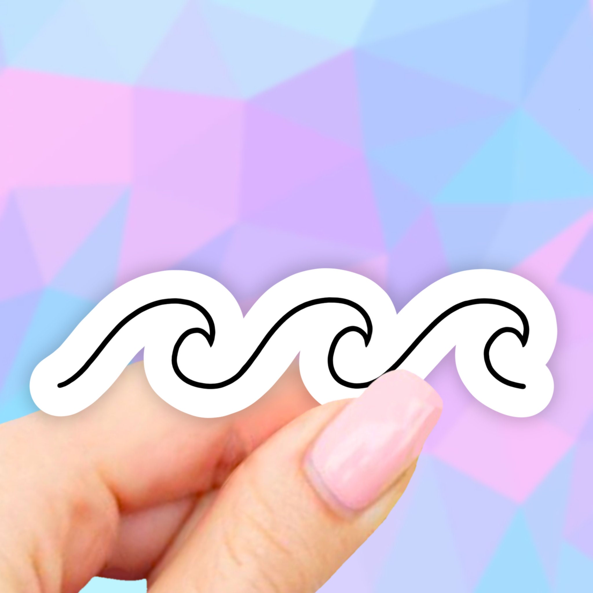 Wave Sticker Hand Drawn Stickers Laptop Sticker Laptop - Etsy