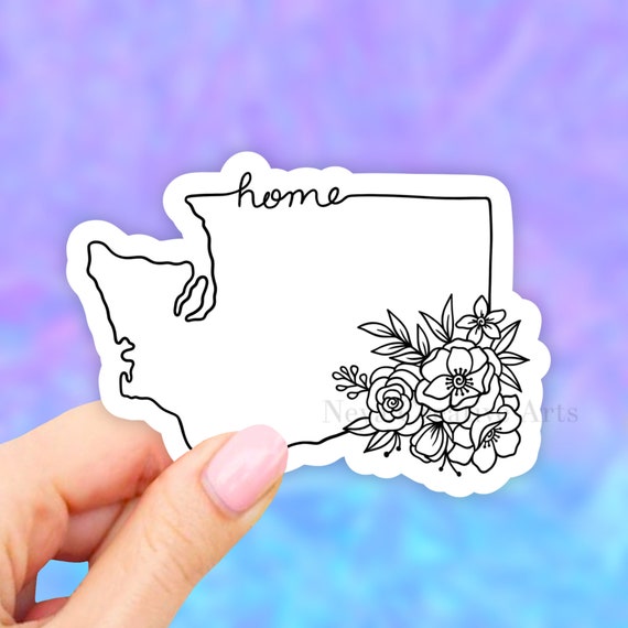 Washington Sticker Washington State Stickers floral States - Etsy