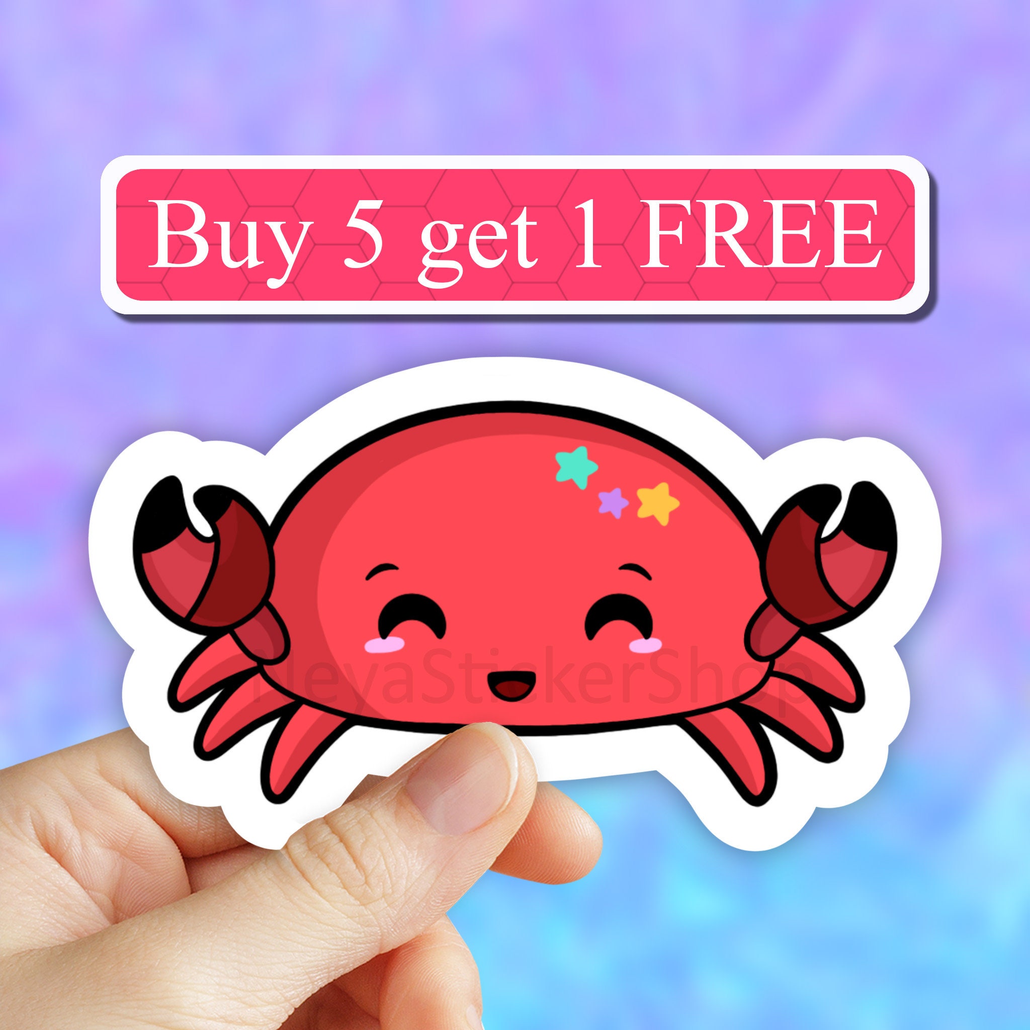 Cute Crab Sticker Vinyl Sticker Laptop Stickers Water - Etsy