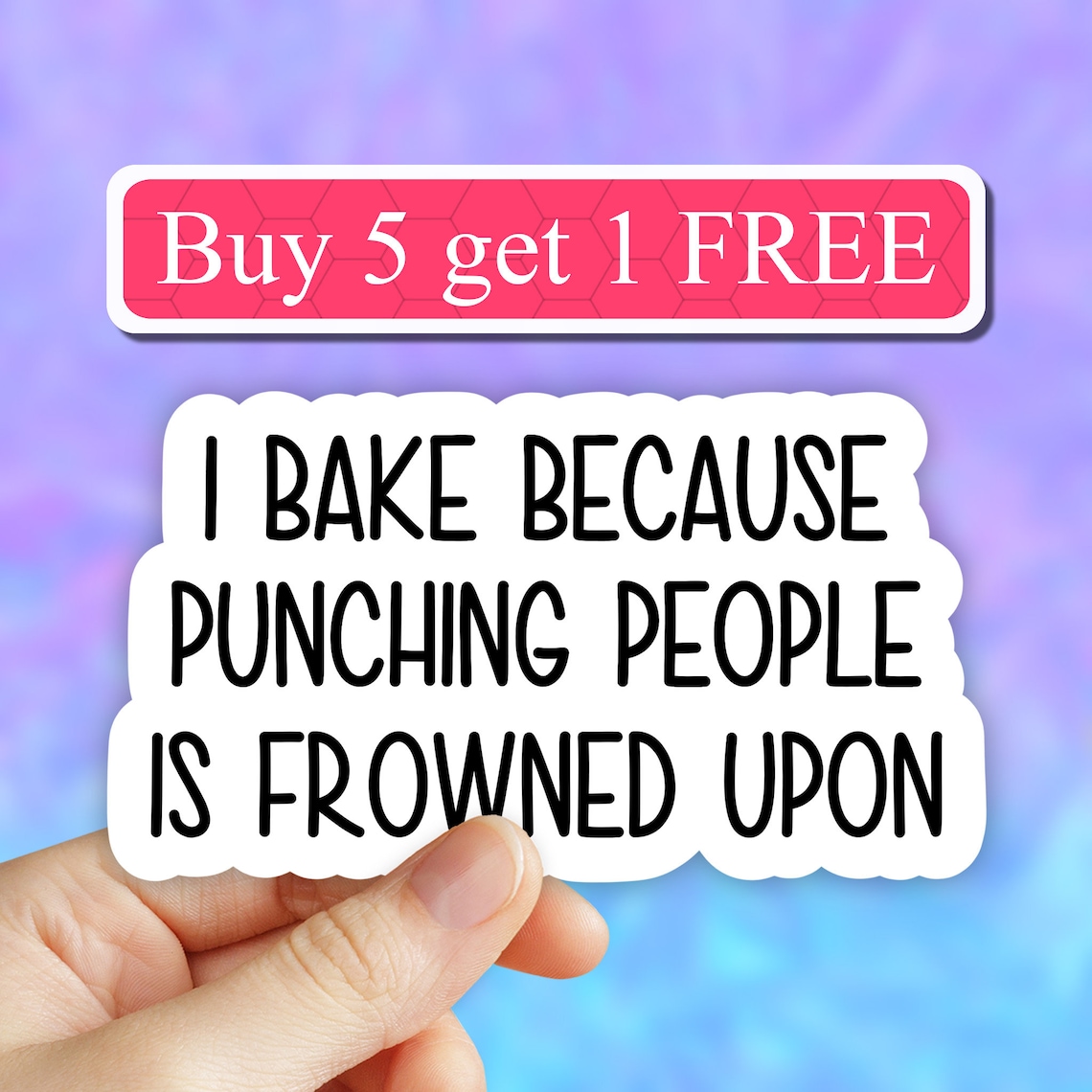 I Bake Because Punching People is Frowned Upon Sticker Baking | Etsy