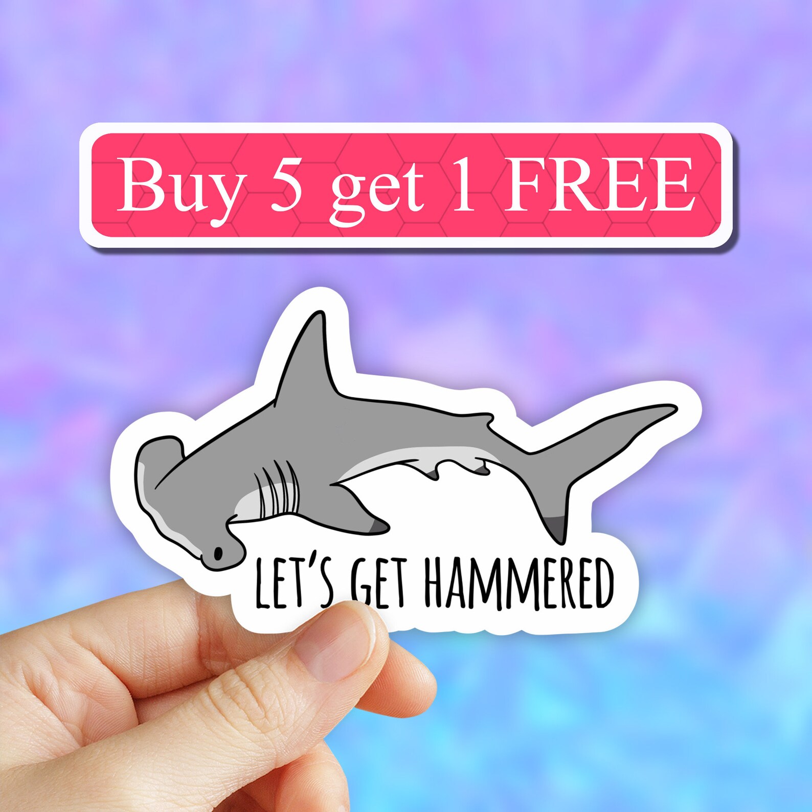 Lets Get Hammered Hammerhead Shark Sticker Ocean Stickers - Etsy