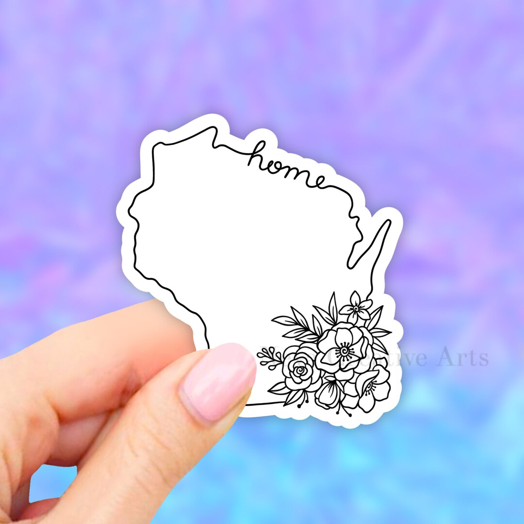 Wisconsin Sticker Floral Wisconsin State Stickers Wisconsin - Etsy